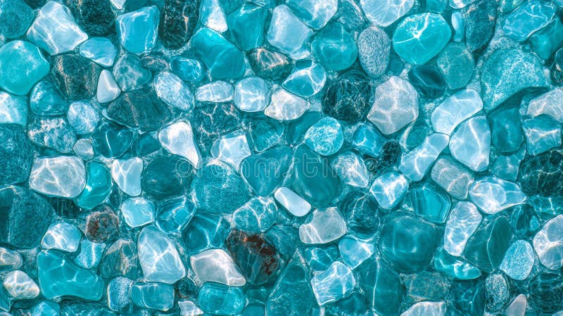 Smooth Aqua Pebbles Submerged in Clear Water Stock Illustration ...