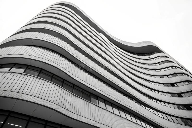 Smooth Architecture Building Waves Black-white Stock Illustration ...