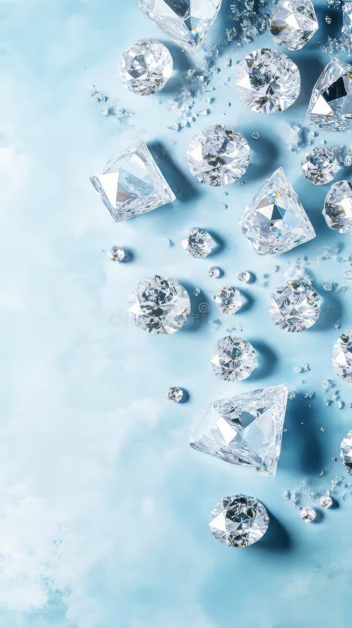 A Smooth Array of Glistening Diamonds on a Pale Blue Backdrop Forms a ...