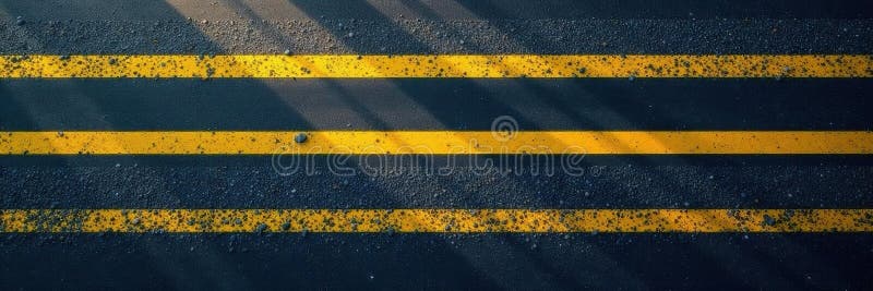 Smooth Asphalt Road, Double Yellow Lines, Top View, Driving Lane ...