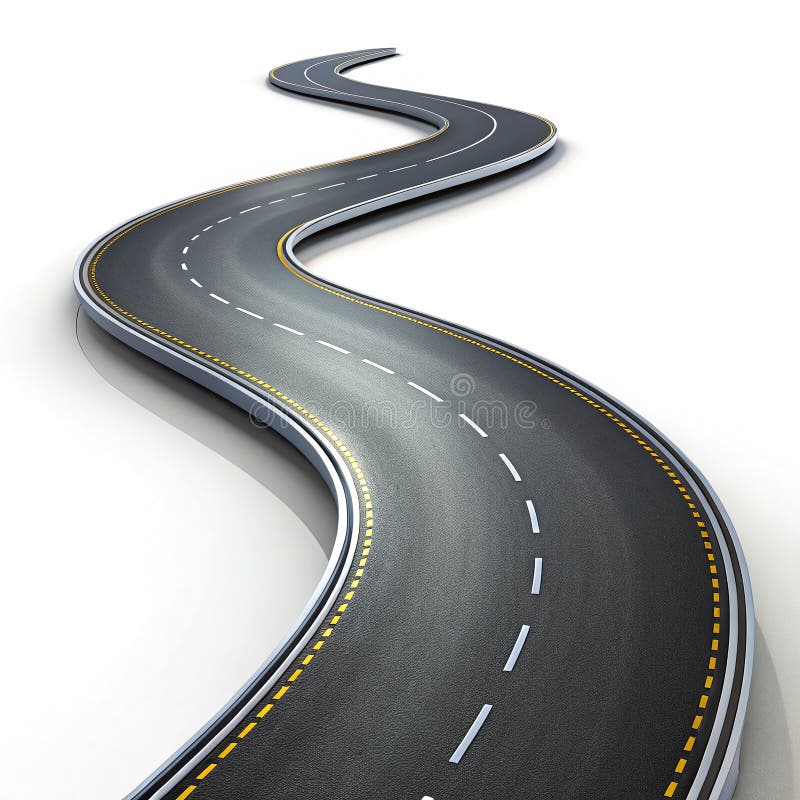 Smooth Asphalt S Curve Road with Perspective Depth on White Gradient ...
