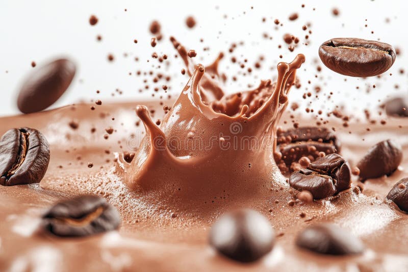 Smooth, Black Coffee Beans Cascade Over a Spotless White Surface ...