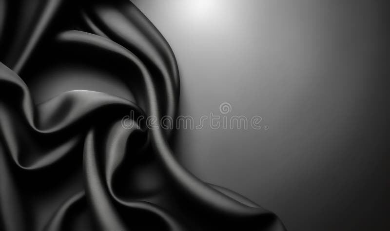 Smooth Black Fabric Draping Elegantly with Detailed Texture and Folds ...