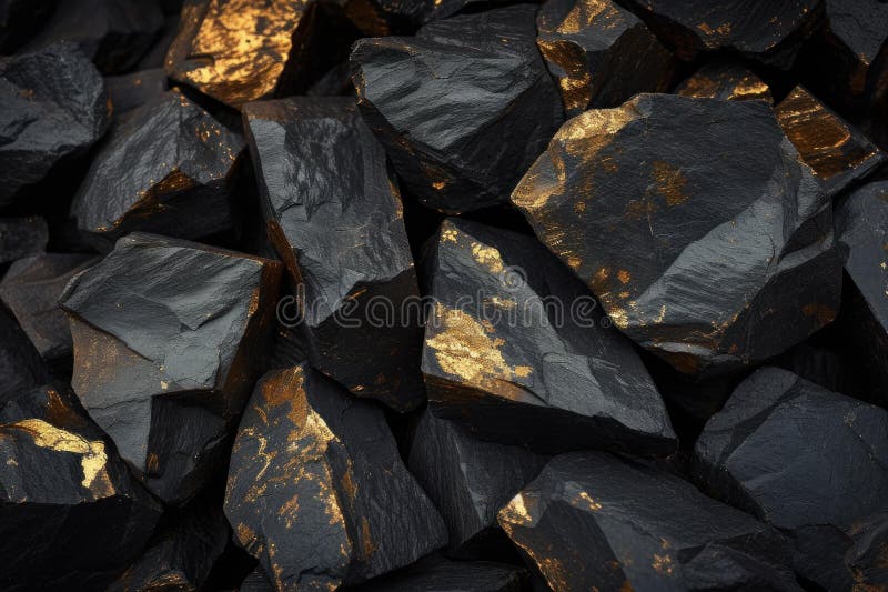 Smooth Black Gold Rocks. Generate Ai Stock Illustration - Illustration ...