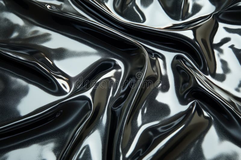 Smooth Black Latex Material Reflecting Light, Creating Abstract Shapes ...