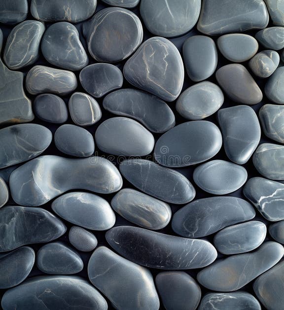 Smooth Black Pebbles Arranged in a Decorative Pattern for Landscaping ...