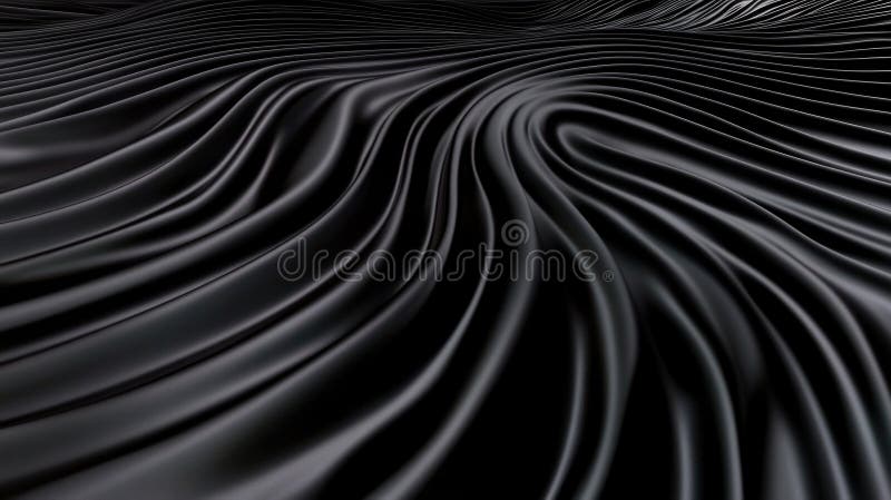 Smooth Black Satin Fabric with Dramatic Waves and Elegant Texture Stock ...