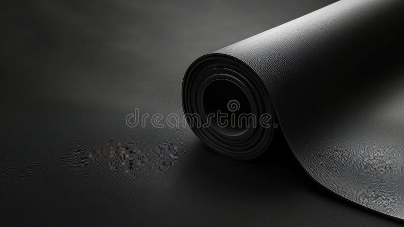 Smooth Black Vinyl Sheet Rolled on Dark Background for Design Use Stock ...