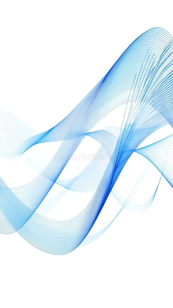 Smooth Blue Lines Creating a Wave Pattern on a White Background Stock ...