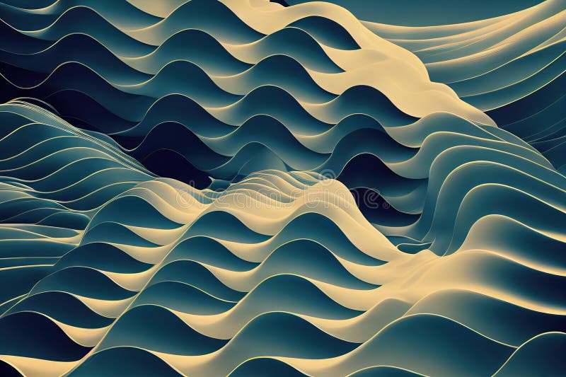 Smooth Blue Waves Abstract Trendy Pattern Background Digital ...
