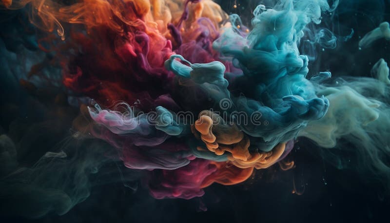 Smooth Blue Waves of Ink Create Fantasy Backdrop Generated by AI Stock ...