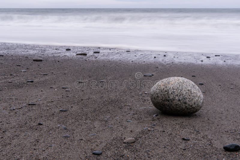 Smooth Boulder on Edge of Pacific Stock Photo - Image of round ...