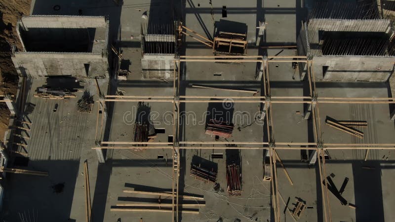 Smooth Camera Movement Along the Construction Site. Footage Shows ...