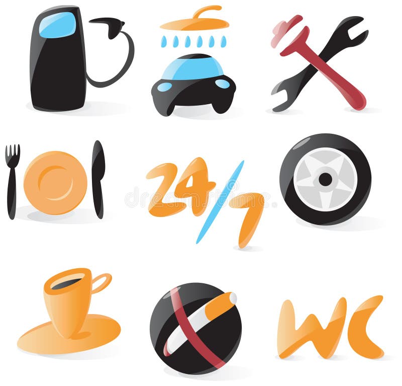 Smooth car service icons stock vector. Illustration of objects - 9507590