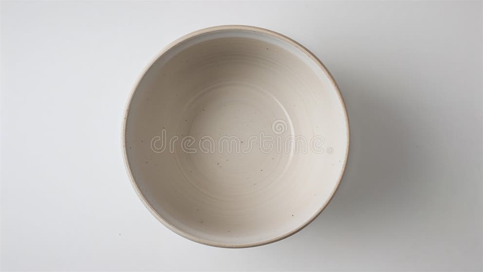 Smooth Ceramic Bowl Upside Down, Unglazed and Undecorated, Centered on ...