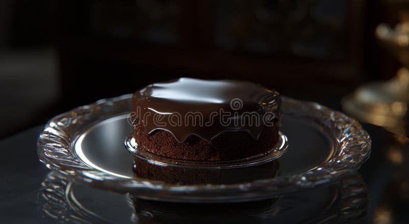 Smooth Chocolate Cake Covered in Glossy Chocolate Icing. Stock Photo ...