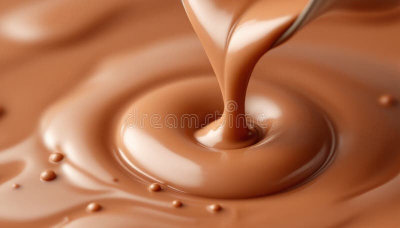 Smooth Chocolate Pouring Down in a Close-up View Stock Illustration ...