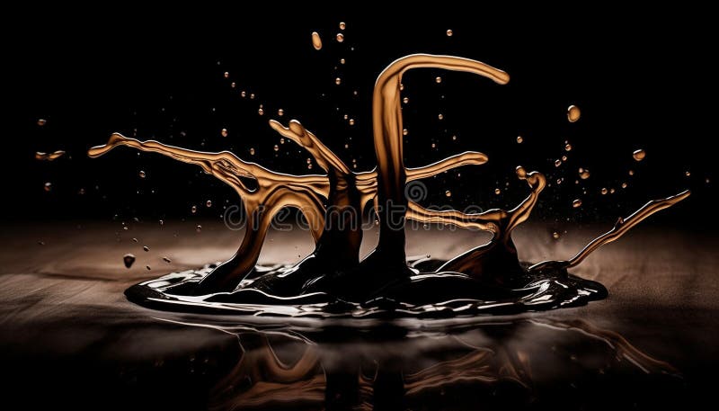 Smooth Chocolate Pouring Over Dessert, Creating Wave Pattern Reflection ...