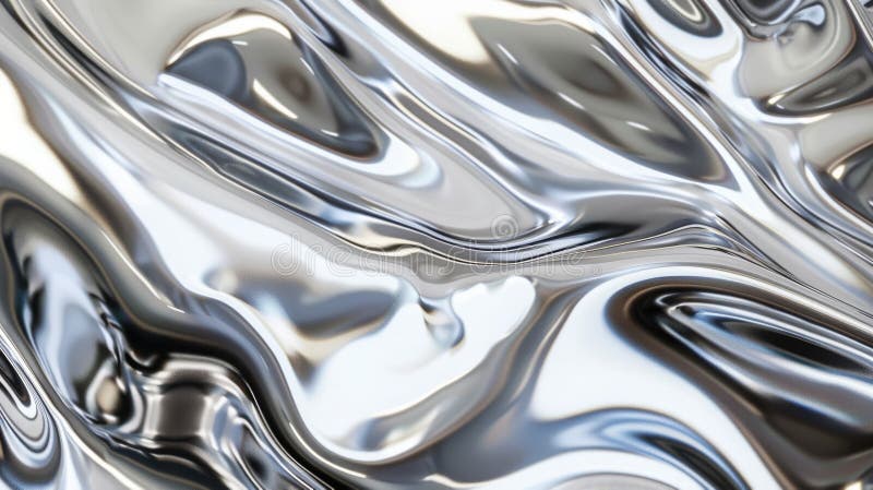 Smooth Reflective Chrome Surface with Fluid Metallic Texture for Modern ...