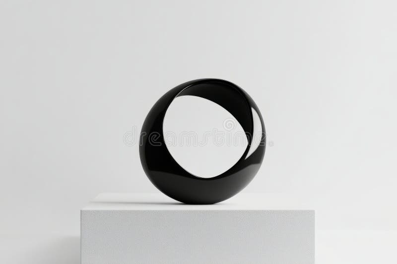Smooth Circular Form in Black, with Subtle Light Reflections that ...