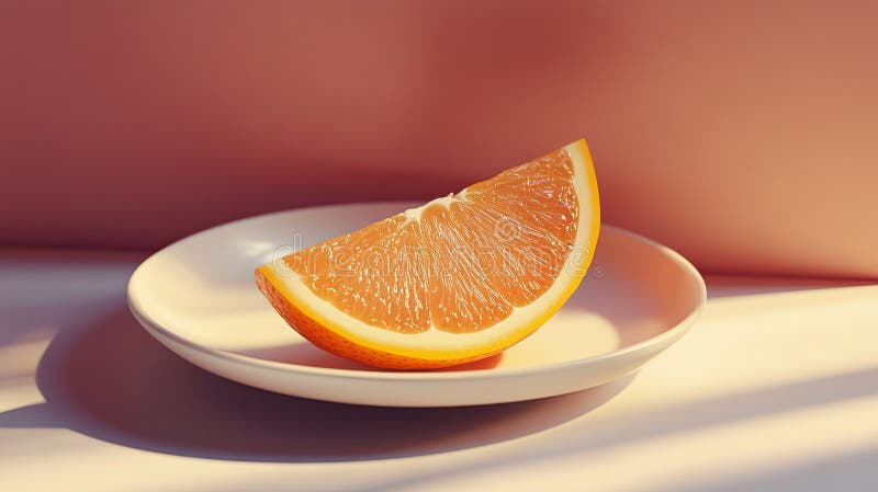 Smooth Citrus Slice Floating Above Shadowed Plate Soft Glow Clean Stock ...