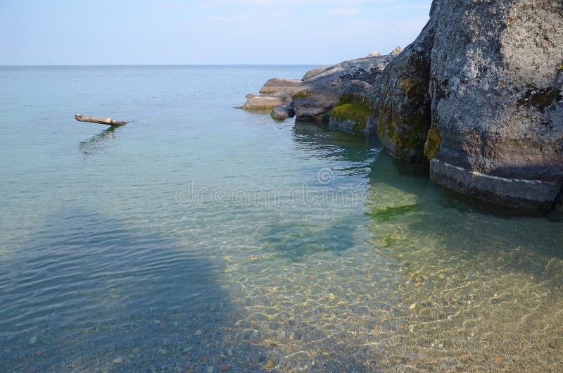 Smooth and Clear Water of Lake Baikal Stock Photo - Image of line, asia ...