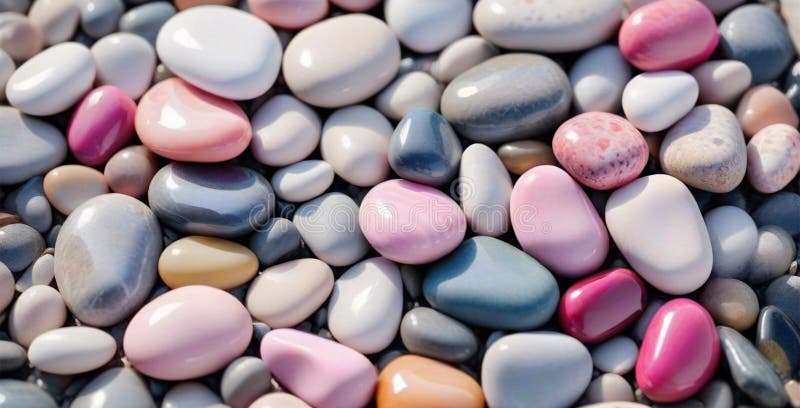 Smooth, Colorful Pebbles Create a Calming, Abstract Background Stock ...