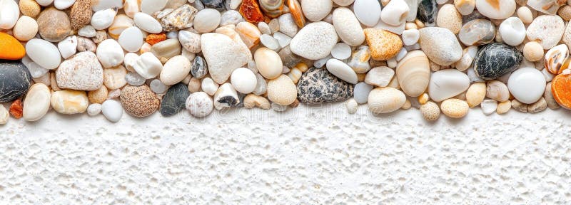 Smooth Colorful Pebbles on White Textured Plaster Background Stock ...