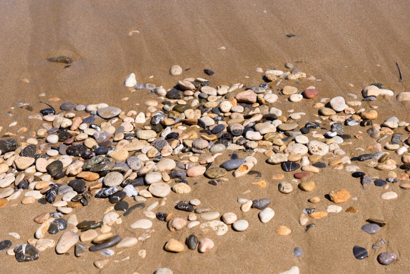 Smooth Colorful Wet Pebble Stones Background on the Beach. Stock Photo ...