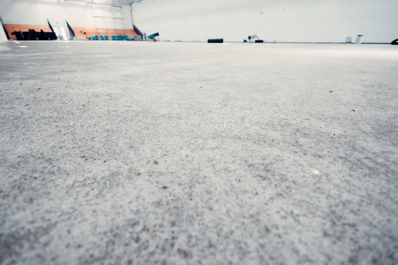 Concrete Floor Being Prepared for Construction Project in Warehouse ...