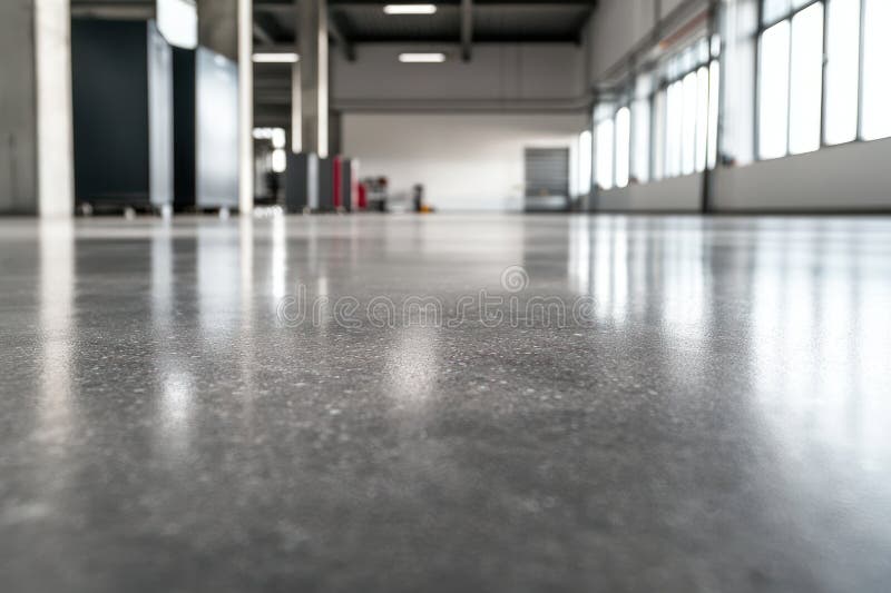 Smooth Concrete Floor with Cool Grey Tones, Reflecting Light in Empty ...