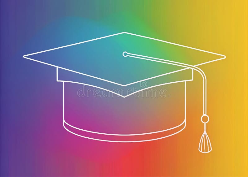 A Smooth Continuous Line Drawing of a Graduation Cap a Symbolic ...