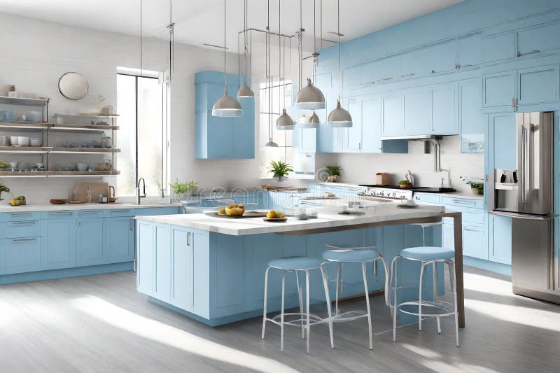 A Smooth and Cool View of Kitchen Stock Illustration - Illustration of ...