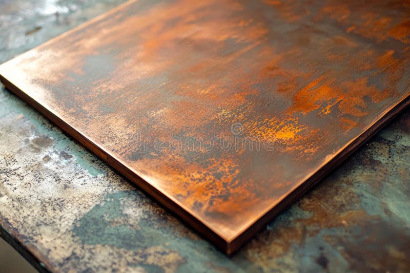A Smooth Copper Sheet with Visible Oxidation, Blending Warm Reddish ...