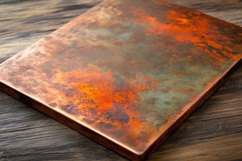 A Smooth Copper Sheet with Visible Oxidation, Blending Warm Reddish ...