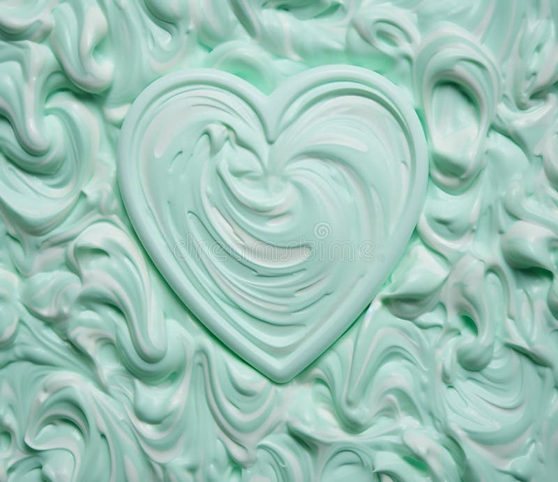 Smooth Cosmetic Cream in Heart Shape on Green Surface Stock ...