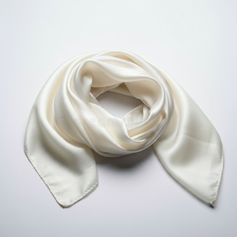 A Smooth, Cream-colored Silk Scarf is Elegantly Twisted into a Loop on ...