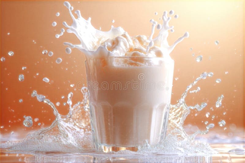 Smooth and Creamy Milk with a Gentle Splash, Reflecting Lightly on a so ...