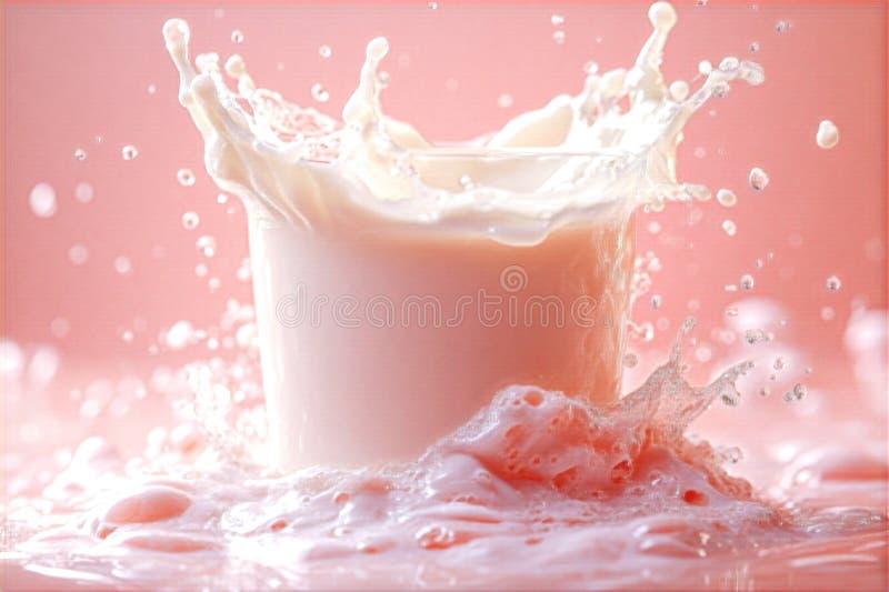 Smooth and Creamy Milk with a Gentle Splash, Reflecting Lightly on a so ...