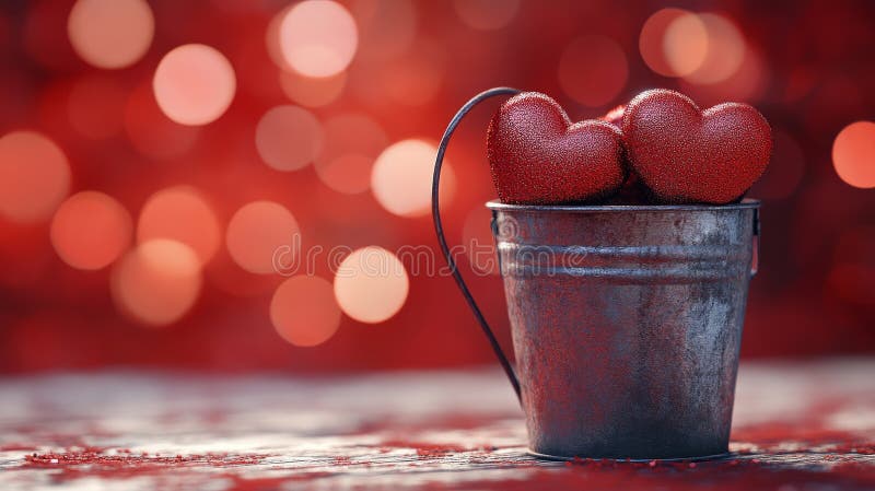 On a Smooth Crimson Gradient Backdrop, Scattered Red Hearts of ...