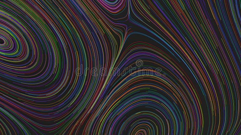 Smooth Curles from Colorful Strings on Black Background Stock ...