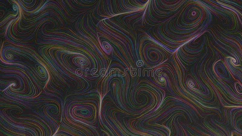 Smooth Curles from Colorful Strings on Black Background Stock ...