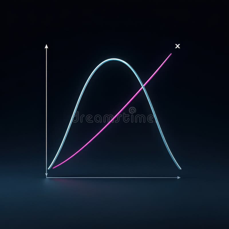 Smooth Curve with Colorful Lines and Axes on Dark Background Stock ...
