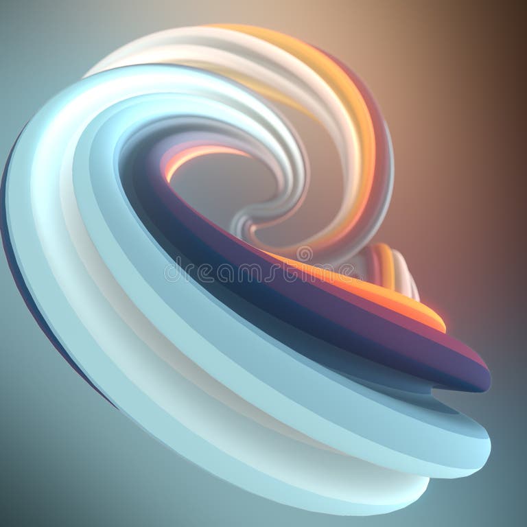 Smooth Curved Rope Abstract 3d Rendering Digital Illustration for ...