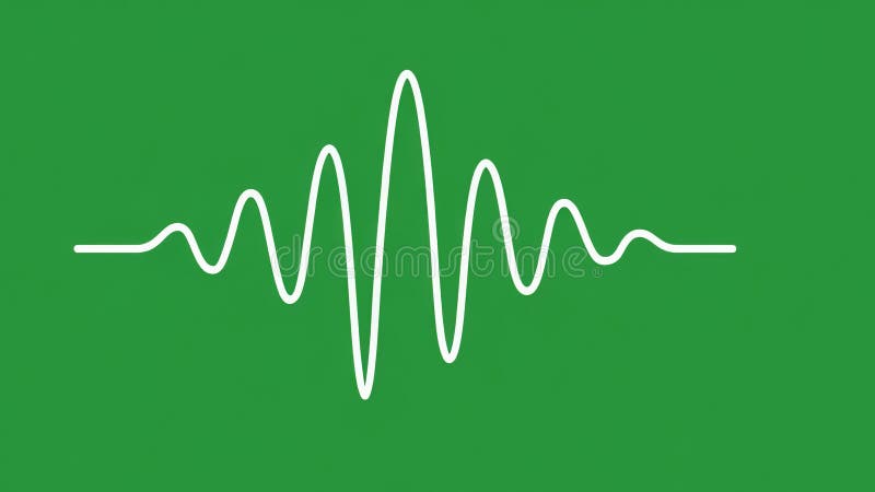 Smooth, Curved Waveform in White Flows Across Bright Green Screen ...