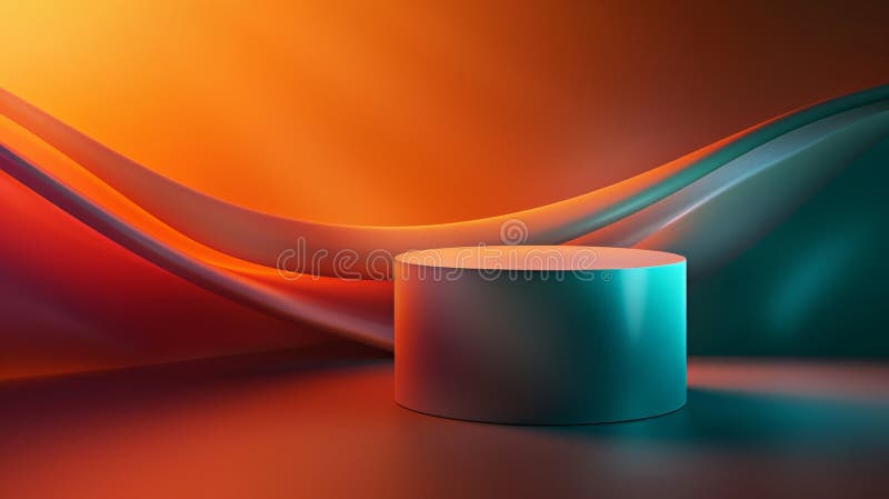 A Smooth Cylindrical Podium is Isolated on a Background with Abstract ...