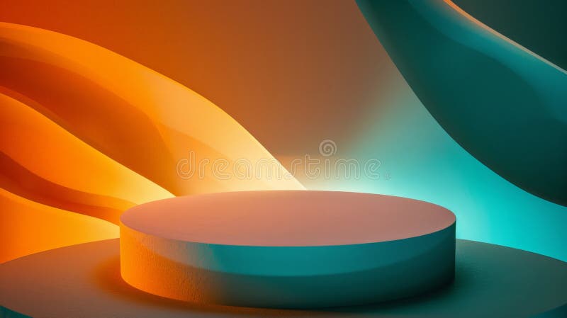 A Smooth Cylindrical Podium is Isolated on a Background with Abstract ...