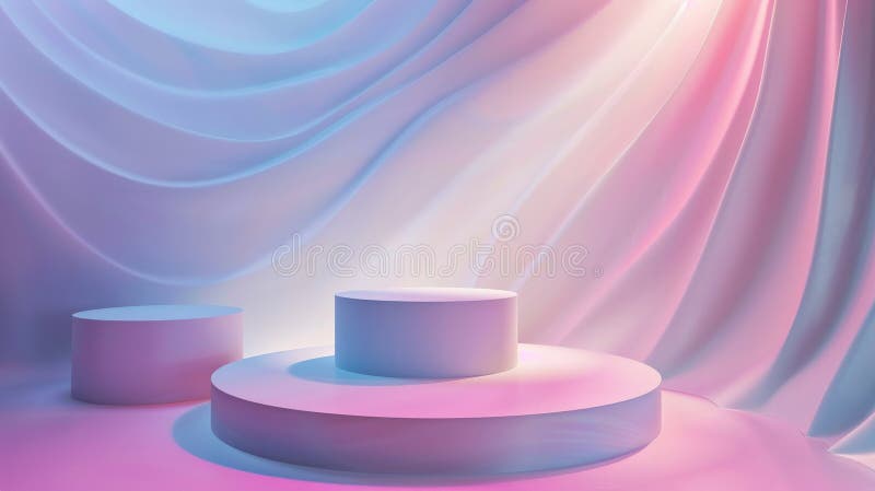 A Smooth Cylindrical Podium is Isolated on a Pastel Background with ...