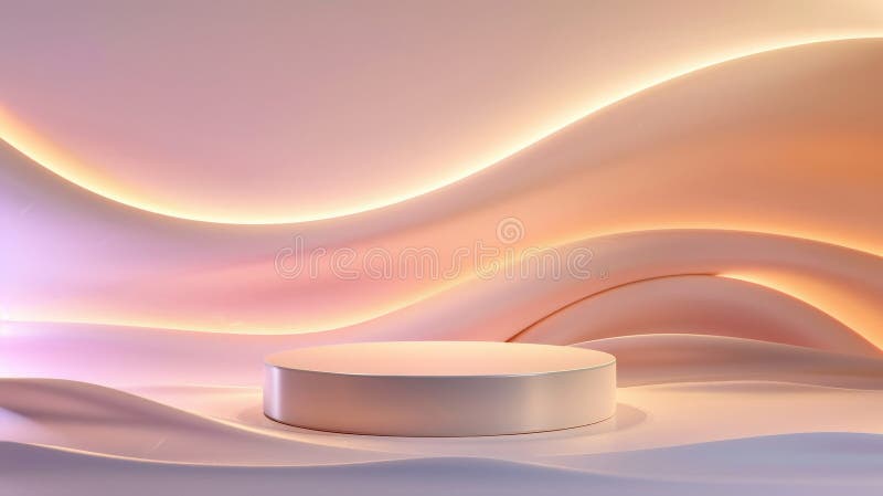 A Smooth Cylindrical Podium is Isolated on a Pastel Background with ...