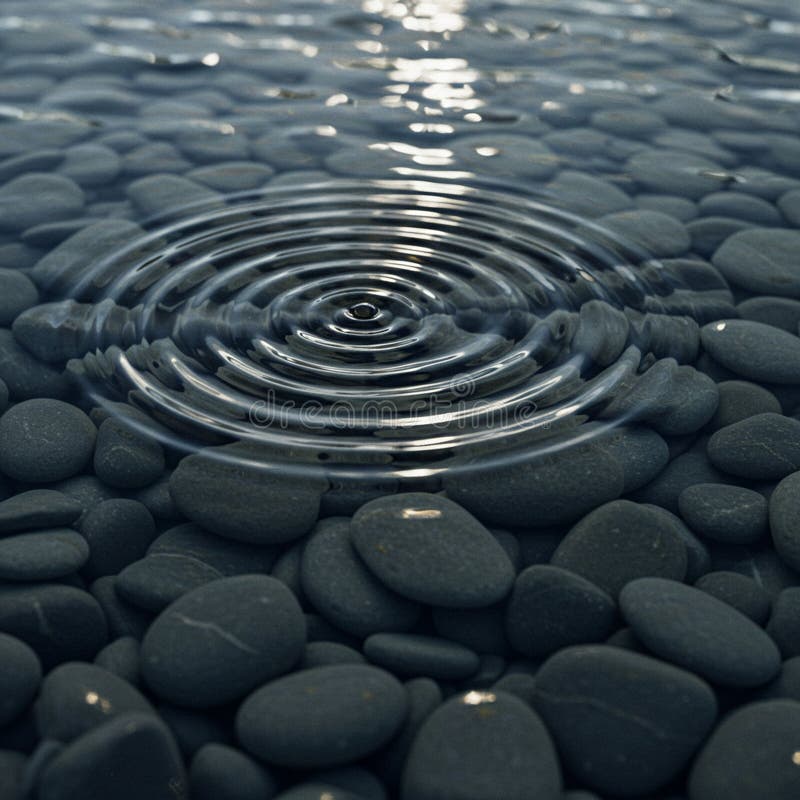 Smooth, Dark Pebbles are Partially Submerged in Clear Water with a ...